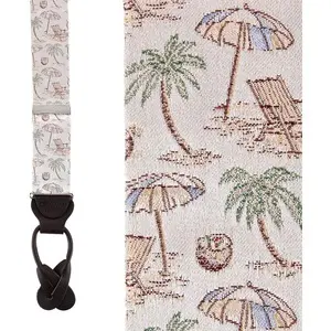 Trafalgar Beach Get A Way Silk Novelty Button End Suspenders - Silver