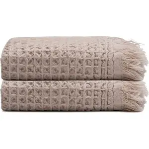 OLIVIERA HOME Waffle Turkish Cotton Kitchen & Guest Towelset Of 2 - Sand
