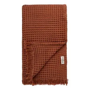 OLIVIERA HOME Waffle Turkish Cotton Blanket - Brown