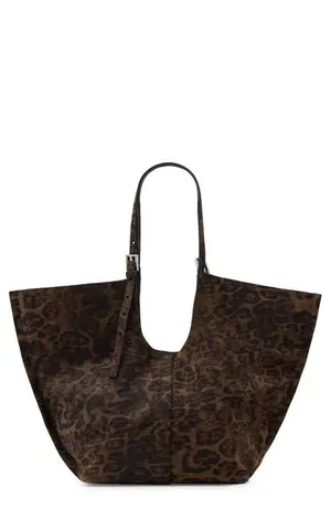 ALLSAINTS Ara Leopard Print Leather Tote