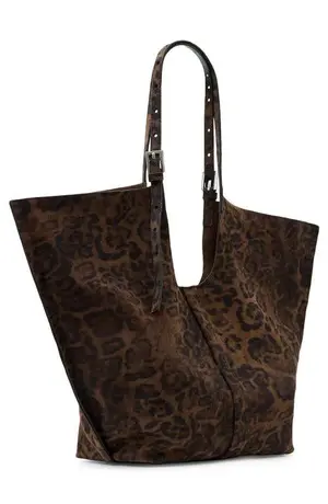 ALLSAINTS Ara Leopard Print Leather Tote