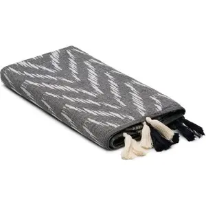 OLIVIERA HOME Chevron Loom Turkish Cotton Towel & Throw - Black