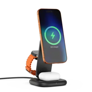 SATECHI 3 In 1 Foldable Wireless Charging Stand With Qi2 25w - Space Black