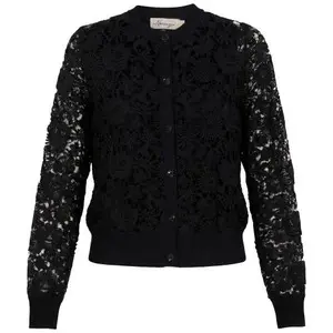 THE NORWAY CLUB Cropped Lace Knit Top