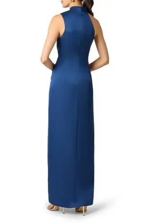 Aidan Mattox One-shoulder Draped Crepe Back Satin Gown