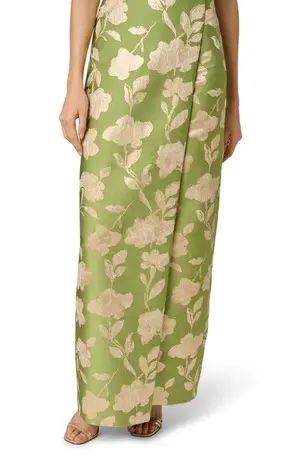 Aidan Mattox Strapless Metallic Floral Jacquard Column Gown