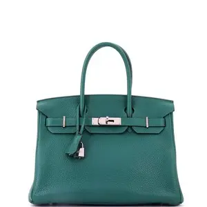 Hermès Birkin Handbag 30 Clemence Leather - Malachite