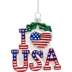 MARK ROBERTS Patriotic I Love Usa Ornament - Red