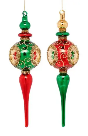 MARK ROBERTS Christmas Swirl Finial Ornament - Green