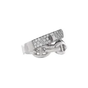 Hermès Kelly Double Tour Ring 18k White Gold With Pave Diamonds