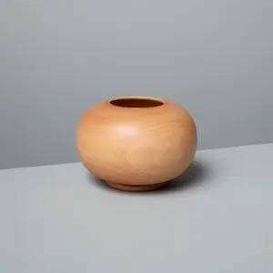 BE HOME Wood Round Vase
