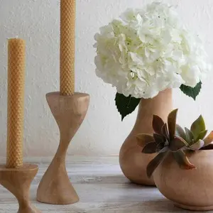 BE HOME Wood Round Vase