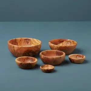 BE HOME Wood Nesting Bowlsset Of 6