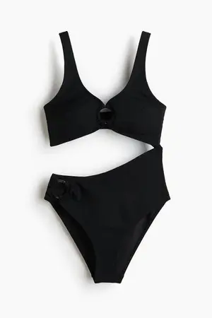 H&m Padded-cup High Leg Cut-out Swimsuit - Black
