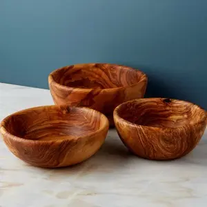 BE HOME Wood Nesting Salad Bowlsset Of 3