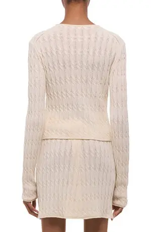 Helmut Lang Cable Stitch Crop Cardigan - Ivory