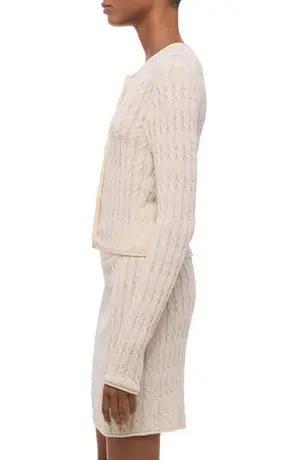 Helmut Lang Cable Stitch Crop Cardigan - Ivory