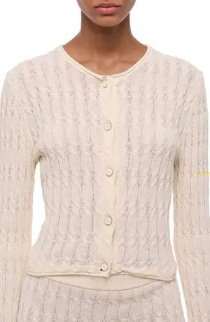 Helmut Lang Cable Stitch Crop Cardigan - Ivory