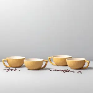BE HOME Crosshatch Latte Mugs Set Of 4 - Marigold