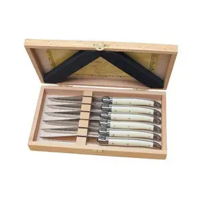 BE HOME Laguiole 6 Piece Steak Knife Set In Wood Presentation Box - Ivory