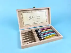 BE HOME Laguiole 6 Piece Steak Knife Set In Wood Presentation Box - Multi
