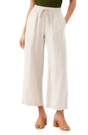 Karen Kane Wide Leg Linen Pants With Drawstring Waist