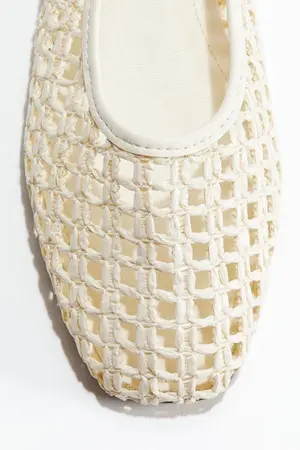 H&m Woven Square Toe Ballet Flats - Cream