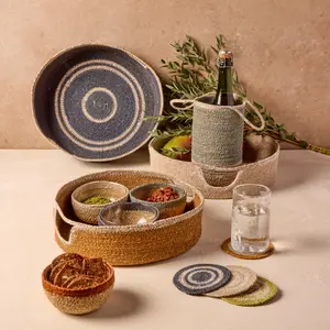 BE HOME Hydra Woven Seagrass Tray - Grey
