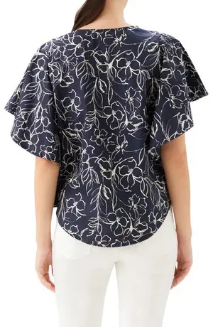 Karen Kane Flutter Sleeve V-neck Cotton Top