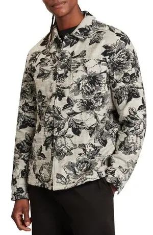 Ted Baker London Mairis Floral Jacquard Button-up Overshirt - Grey