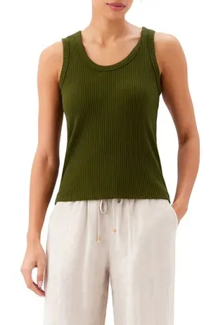 Karen Kane Scoop Neck Rib Tank - Olive