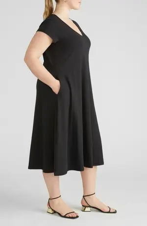 Universal Standard Danna Jersey V-neck Midi Dress