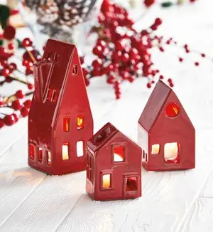 TAG House Tealight Holder Large Stoneware Christmas