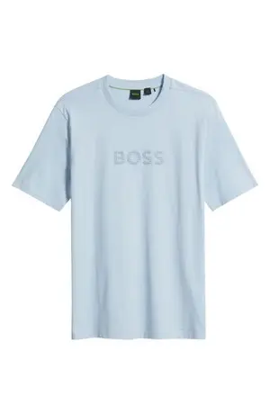 BOSS Terrace Logo Cotton Graphic T-shirt - Open Blue