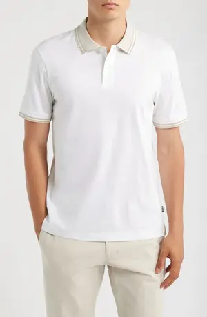 BOSS Phillipson Mercerized Cotton Polo - White