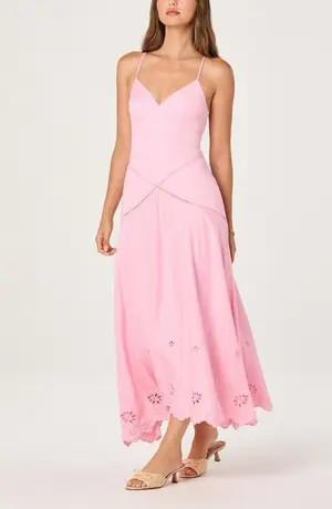 Astr The Label Lainey Linen Blend Dress - Pink