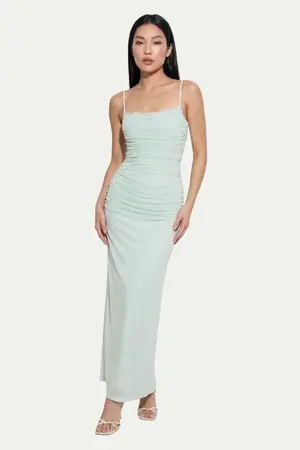 MISSPAP Premium Tulle Lace Trim Maxi Dress - Mint