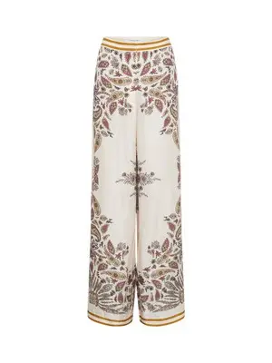 22535459 High-waist Wide-leg Trousers With Handkerchief Print