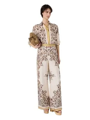 22535459 High-waist Wide-leg Trousers With Handkerchief Print