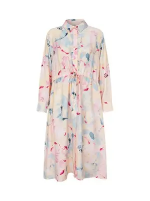 MASAI COPENHAGEN Manova Floral Print Midi Shirt Dress