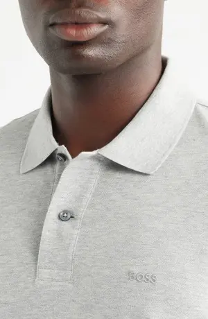 BOSS Pallas Cotton Piqué Polo - Open Grey