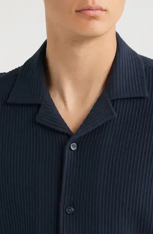 BOSS Lars Relaxed Fit Camp Shirt - Dark Blue