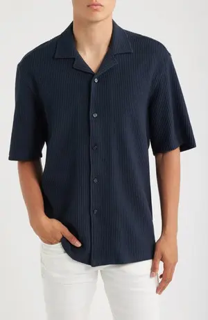 BOSS Lars Relaxed Fit Camp Shirt - Dark Blue