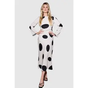 WAREHOUSE Polka Dot Scoop Back Maxi Dress - Ivory