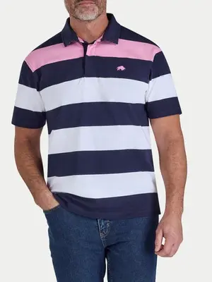 RAGING BULL Irregular Stripe Rugby T-shirt