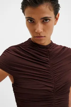 MALINA Loana Draped Chiffon Mini Dress