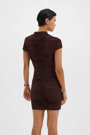 MALINA Loana Draped Chiffon Mini Dress