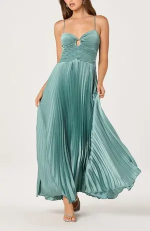 Astr The Label Alaia Pleated Evening Gown With Front Cutout