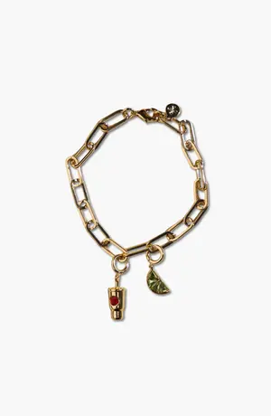 NICKEL & SUEDE Wedge Charm With Hinged Clasp