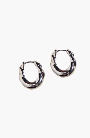 NICKEL & SUEDE Wide Twist Hoop Earrings - Silver